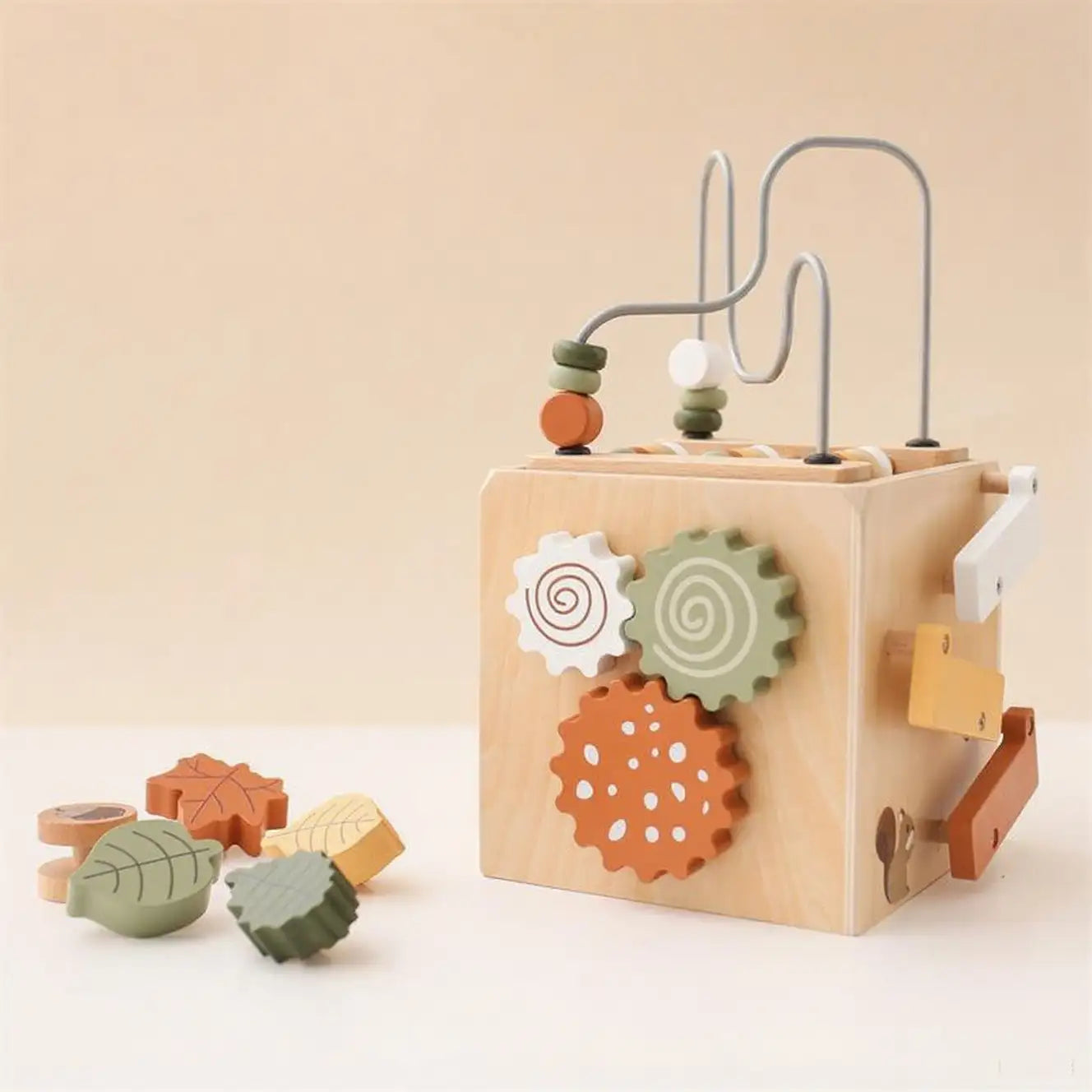 Wooden Busy Box 5‑in‑1 Montessori Toy for Toddlers
