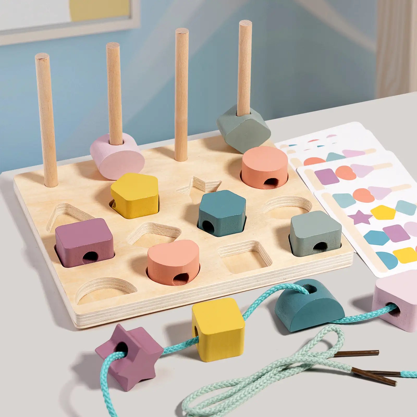 Wooden Shape Matching Toy – Color & Stacking Game for Toddlers